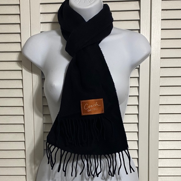 Coach | Accessories | Authentic Coach Classic Black Fringe Scarf | Poshmark